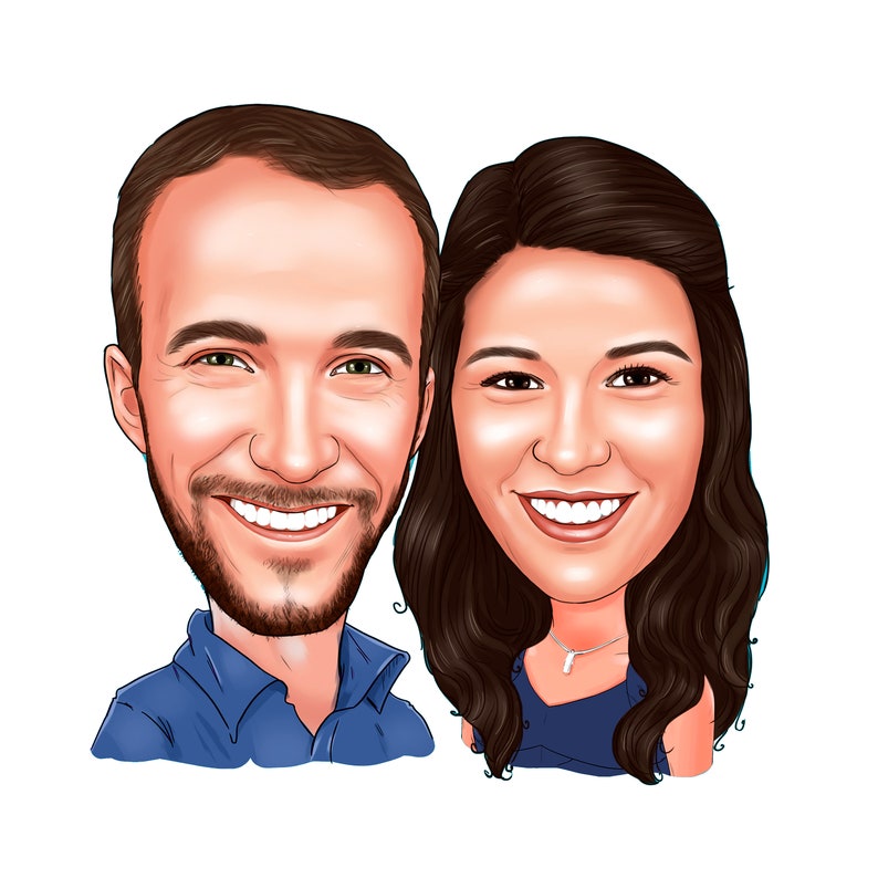 CUSTOM Couple Cartoon Portrait Personalized Couple Portrait - Etsy