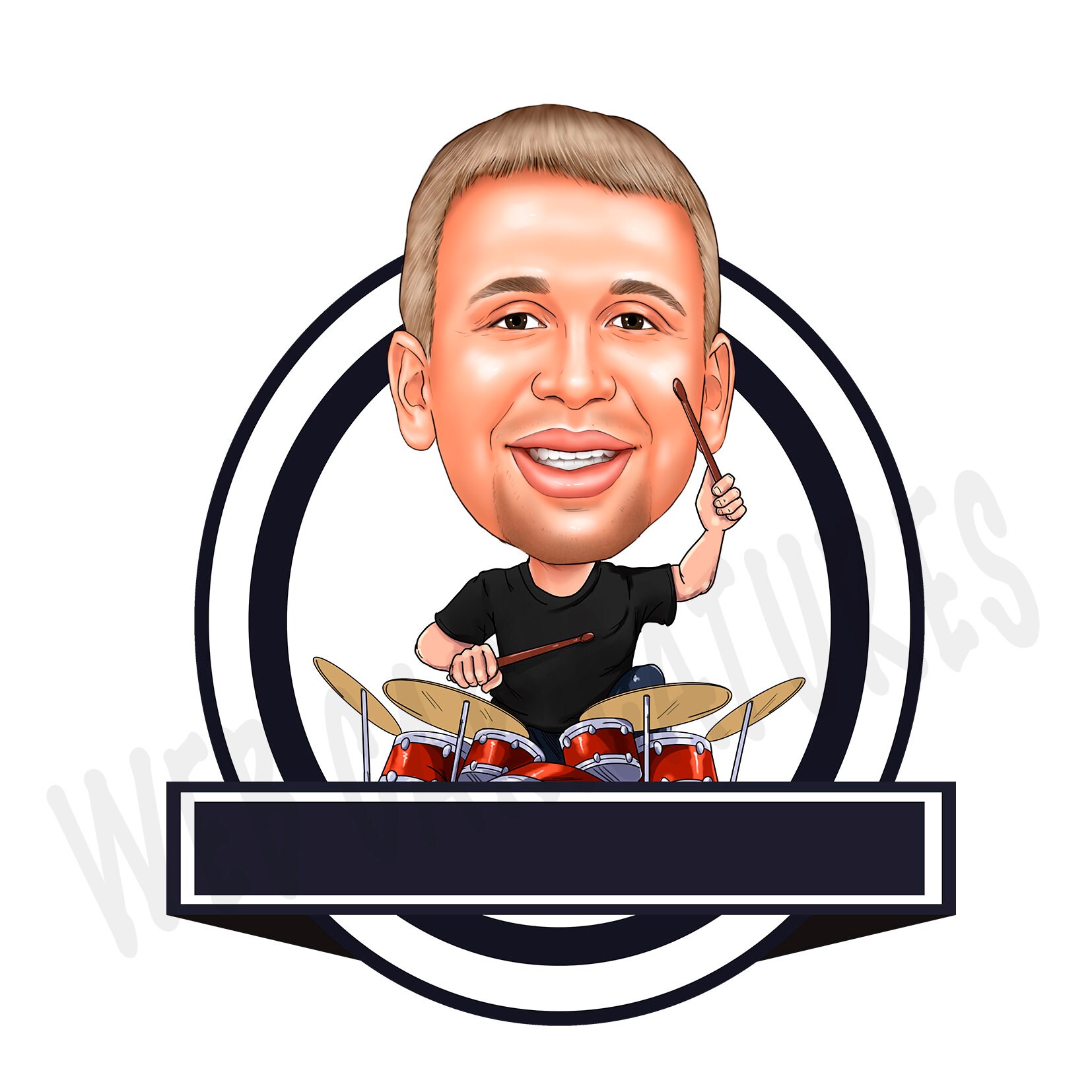 Drummer Gift - Custom Caricature From Photo, Percussion Gift ...