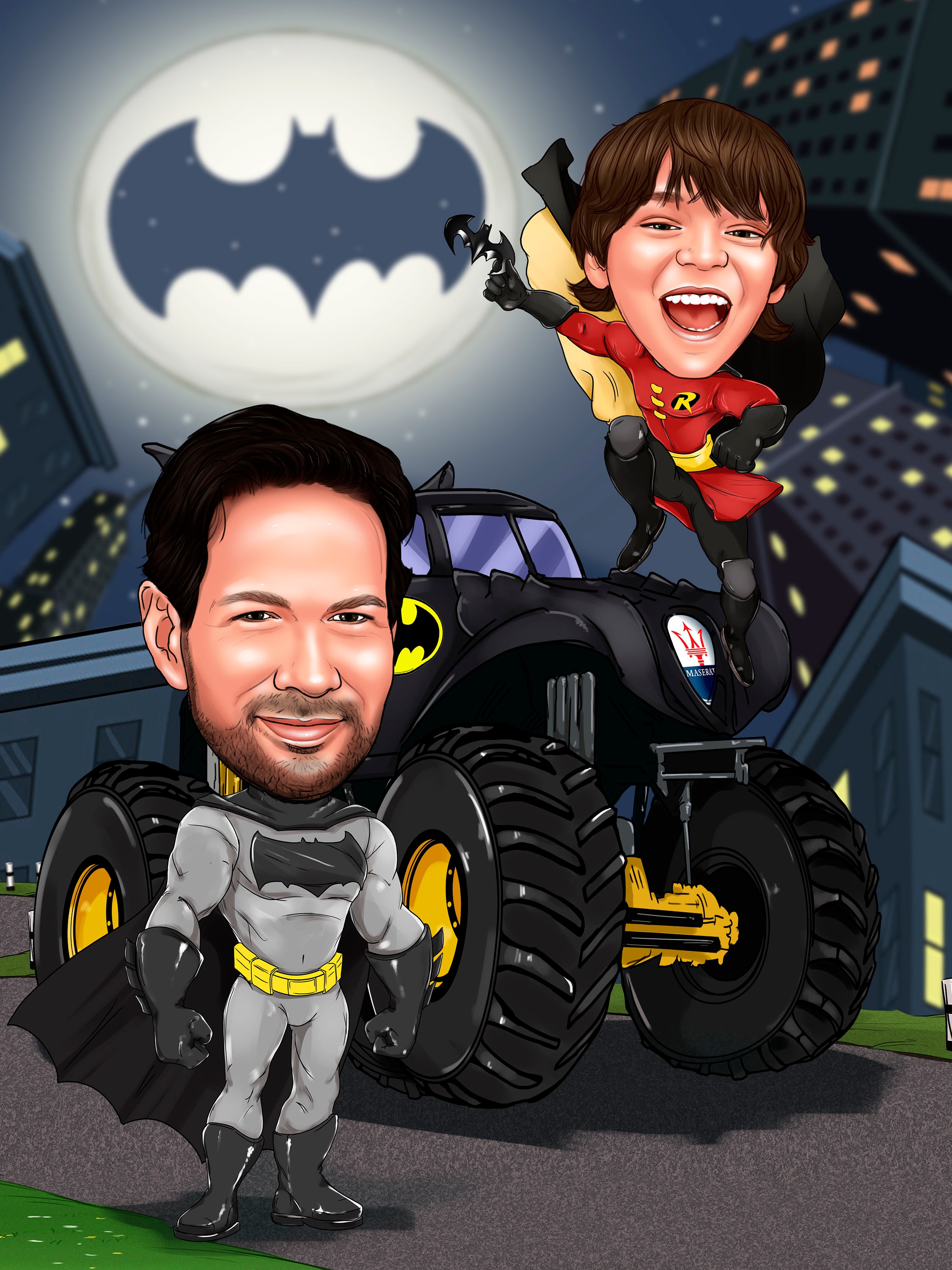 Fathers Day Gift, Custom Family Gift, Superhero Cartoon Print ...