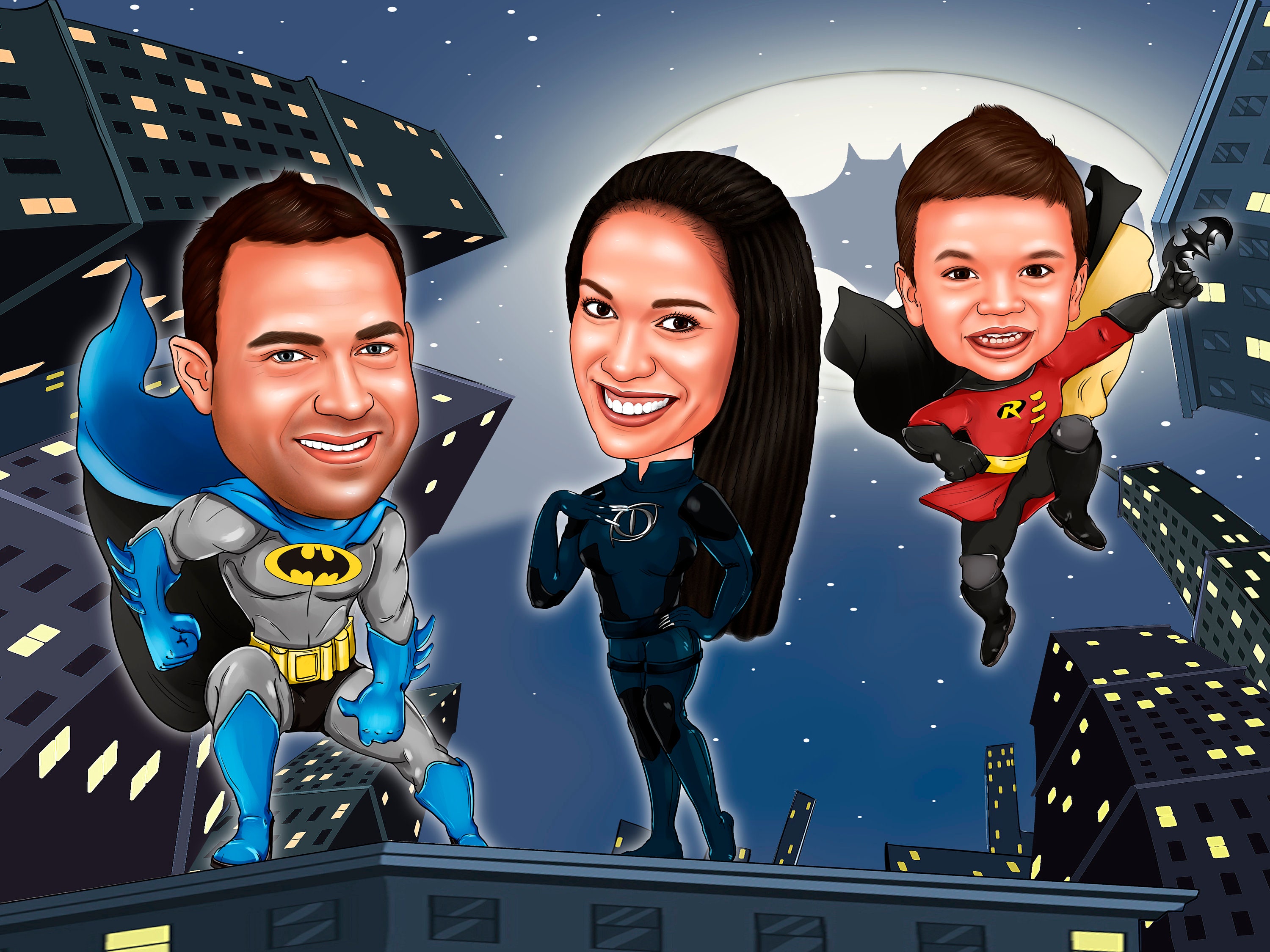 Fathers Day Gift, Custom Family Gift, Superhero Cartoon Print ...