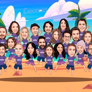 Custom Group Caricature, Group Cartoon, Business Caricature, Company ...