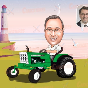 Farmer Gift - Custom Caricature From Photo, Gift for Tractor Driver ...