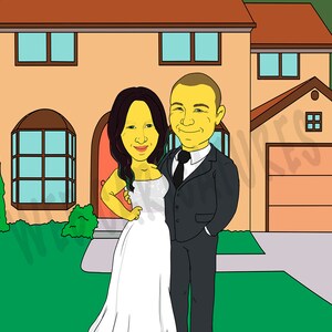 Simpsons Wedding Portrait, Custom YELLOW Character Couple Portrait ...