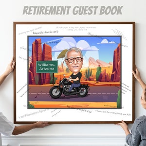 Retirement Guest Book - Caricature Drawing From Photo, Reirement Card ...