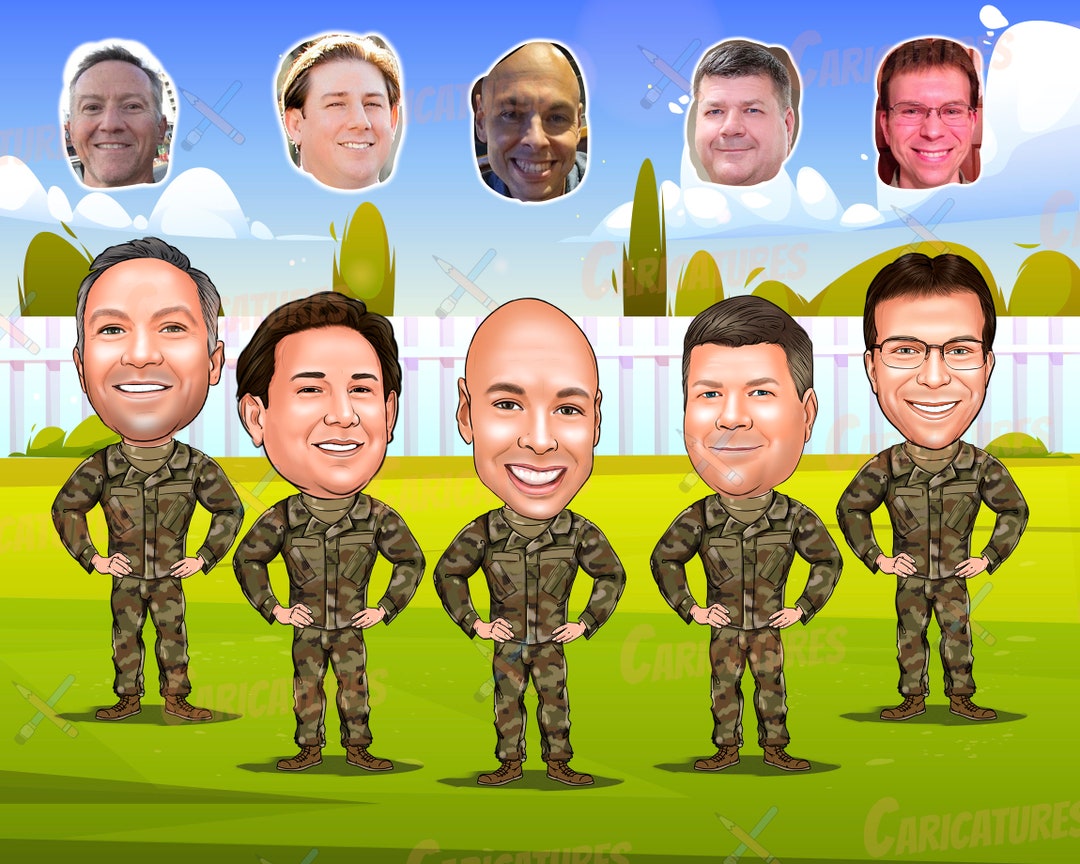 Military Retirement Gift - Custom Cartoon Portrait From Photo, Army ...