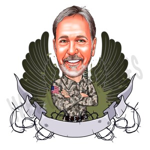 Military Retirement Gift - Custom Cartoon Portrait From Your Photo ...