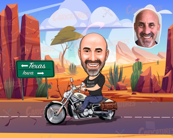 Motorcyclist Gift Custom Cartoon Portrait Motorcycle Gift - Etsy