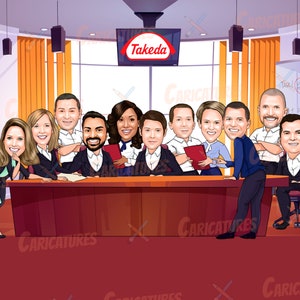 Custom Group Caricature, Group Cartoon, Business Caricature, Company ...