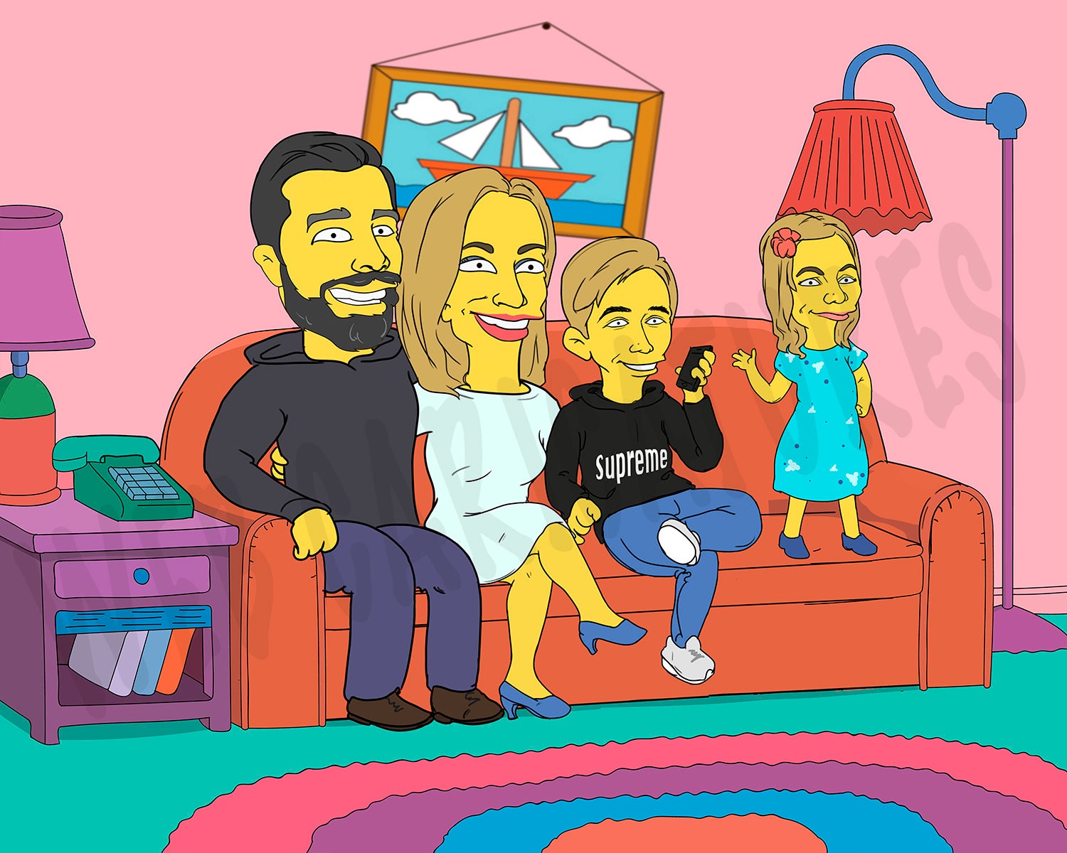 Simpsons Family Portrait Custom YELLOW Character Portrait - Etsy