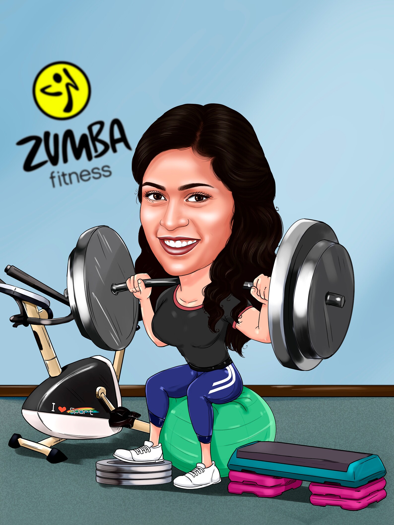 Personal Trainer Gift - Custom Cartoon Portrait From Photo, Fitness ...