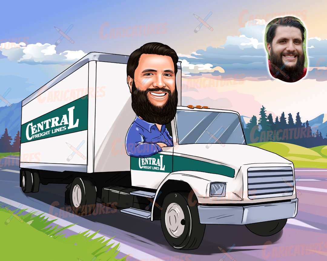 Truck Driver Gift Custom Caricature From Photo, Truck Driver Cartoon ...