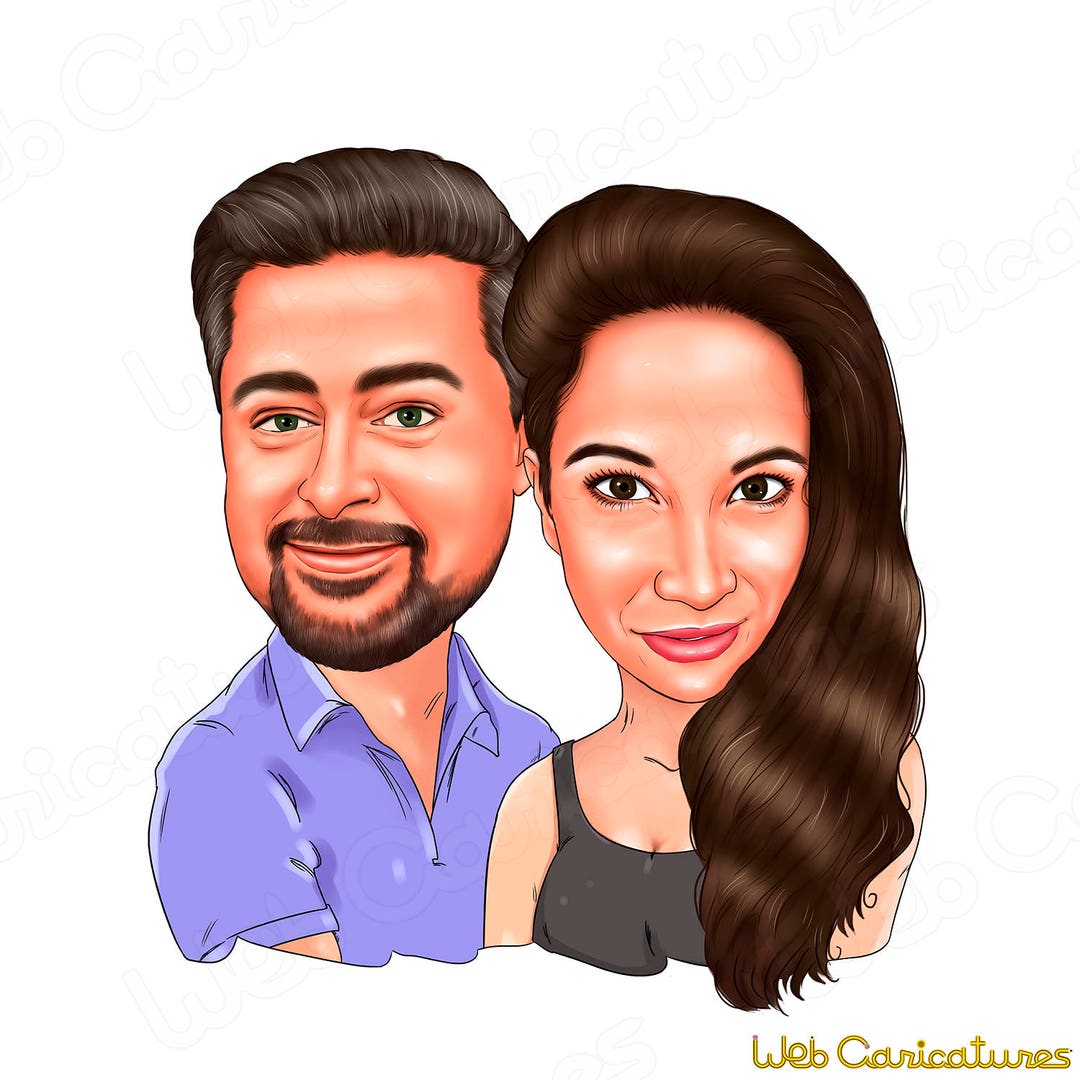 CUSTOM Couple Cartoon Portrait, Personalized Couple Portrait, Couple ...