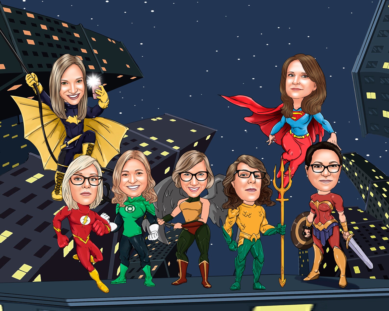 Work Team Gifts Cartoon Portrait of Coworkers Office Team | Etsy