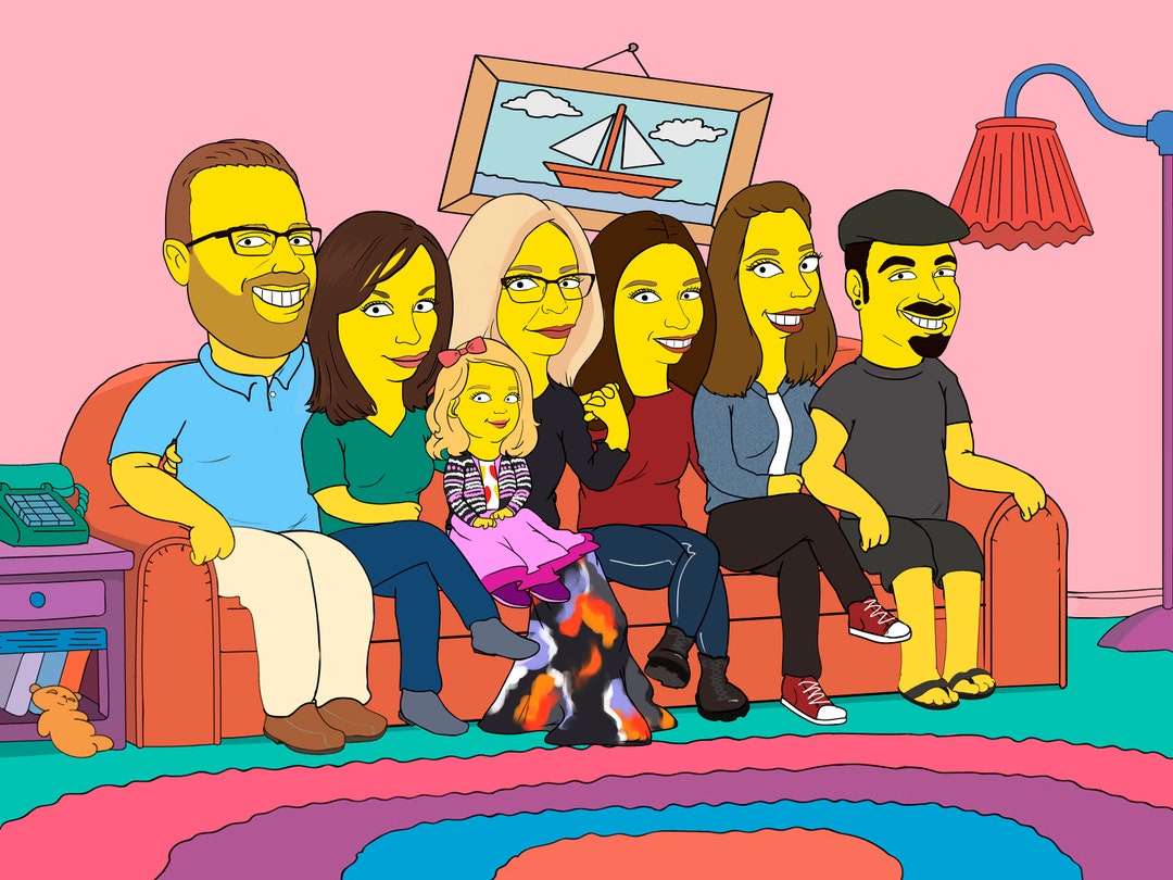 SIMPSONS PORTRAIT on the Couch / Simpsons Family Portrait / Turn Photo ...