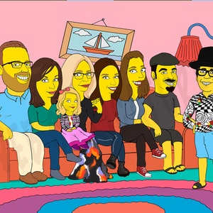 Custom Yellow Character Family Portrait, Family Illustration, Family ...