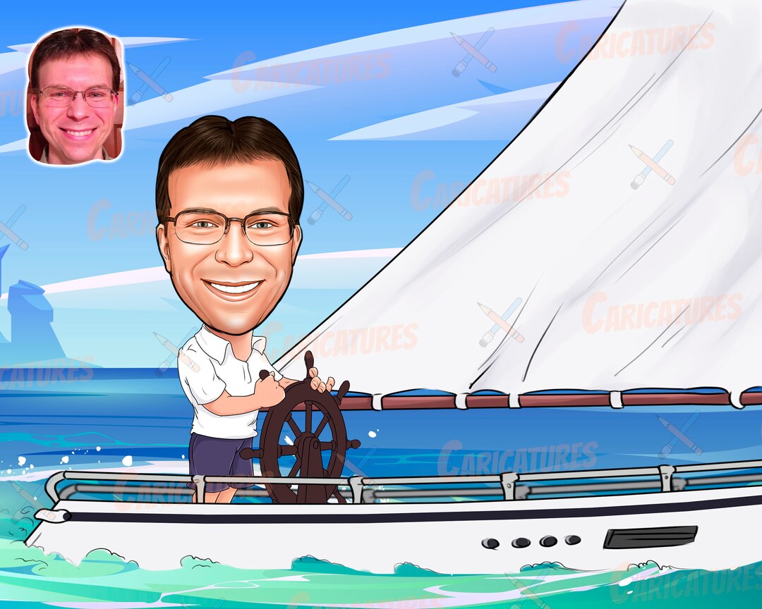 Sailor Gift - Custom Cartoon Caricature From Photo, Boat Lover Gifts ...