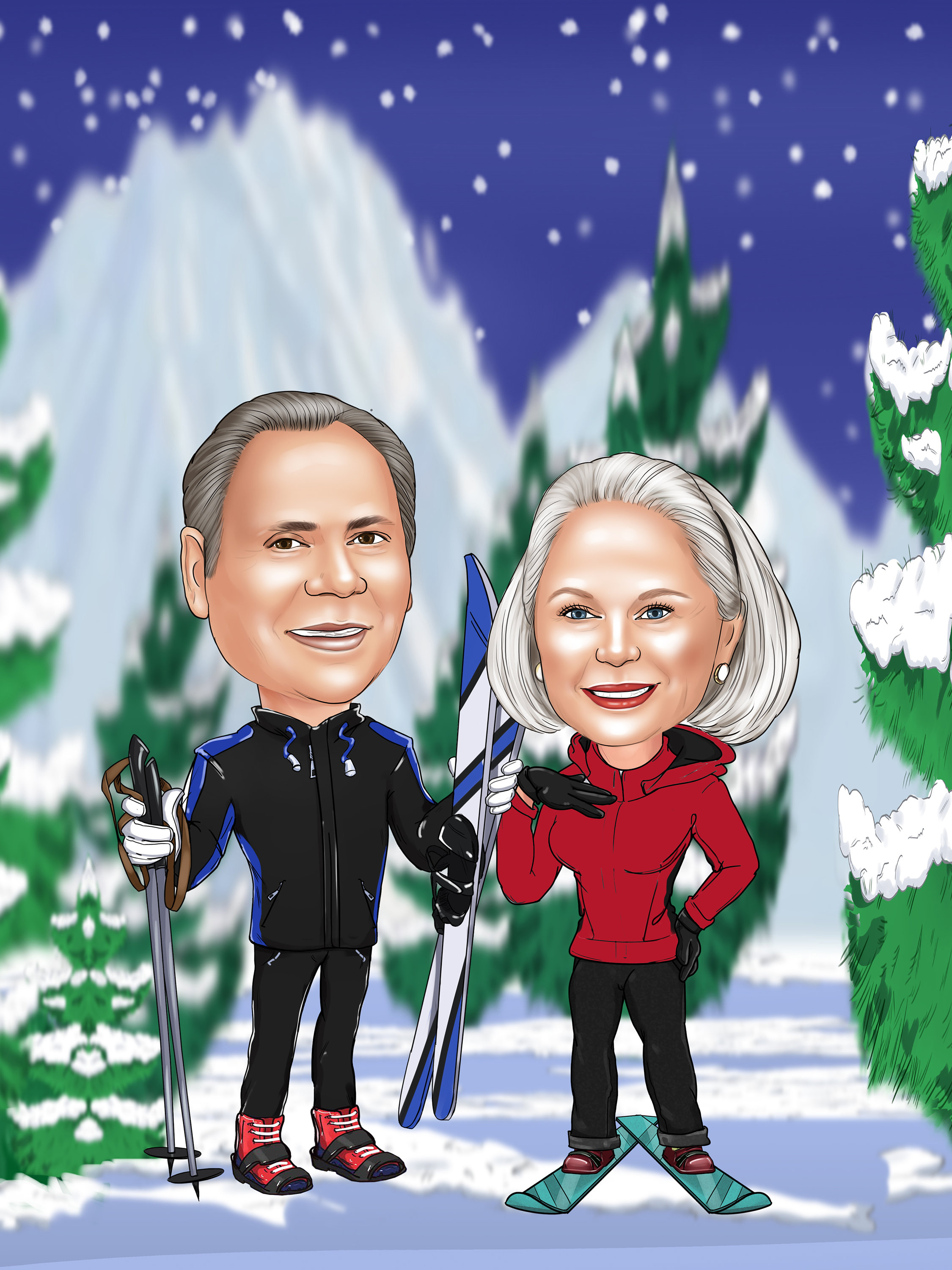 Skier Gift - Custom Cartoon Caricature, Skiing Gifts - Etsy