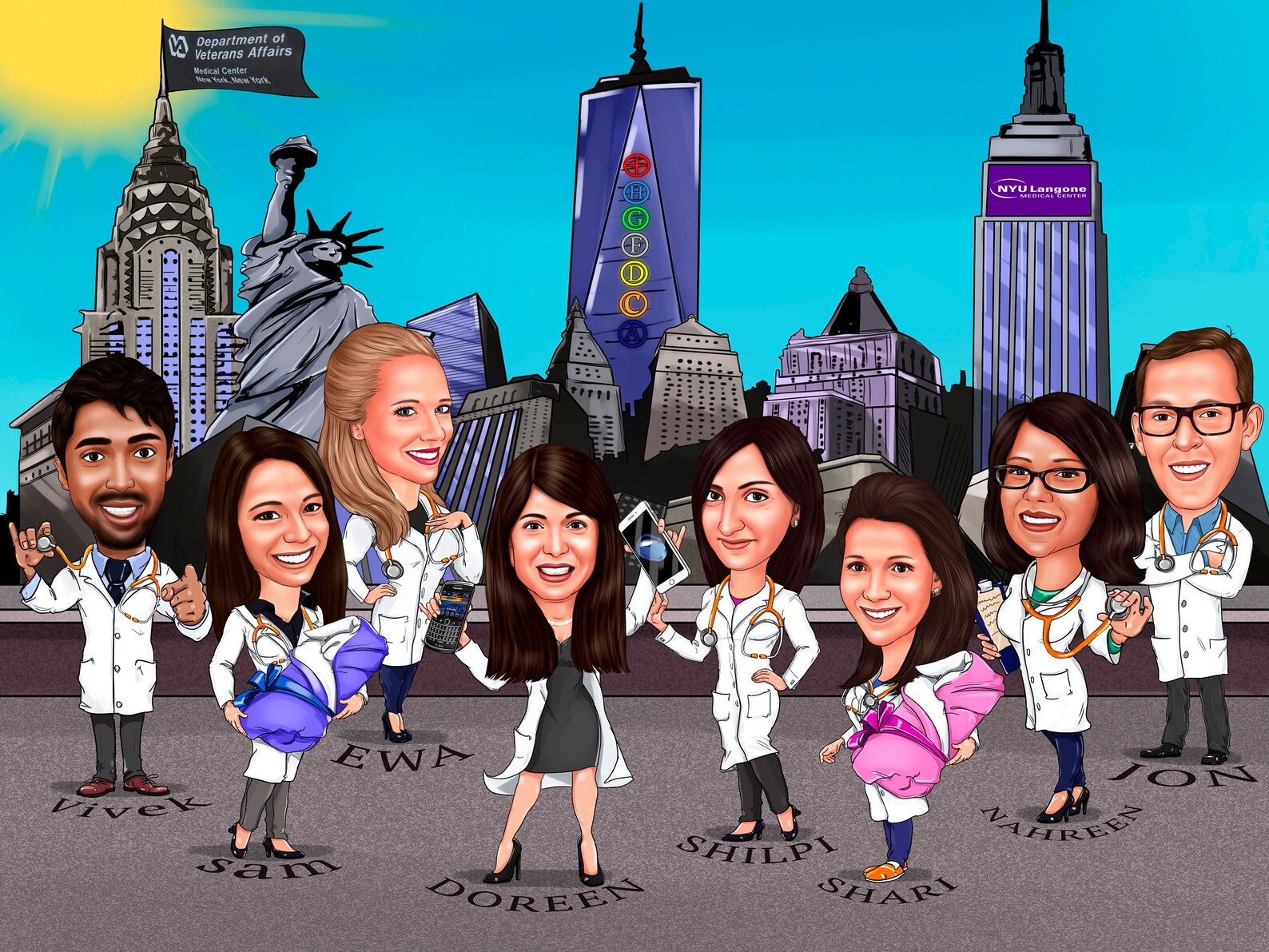 Work Team Gifts Cartoon Portrait of Coworkers Office Team | Etsy