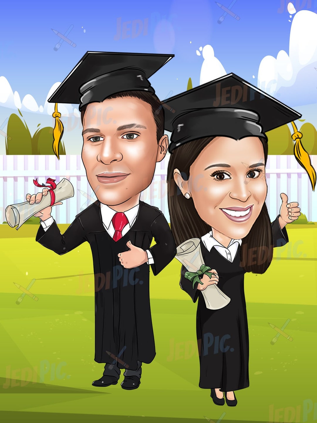 Phd Graduation Gift Custom Caricature From Photo, Phd Graduation Gift ...