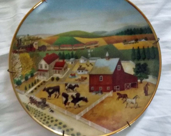 Country Journeys Limited Edition Vintage Cow Plate the Franklin Mint 8 ...