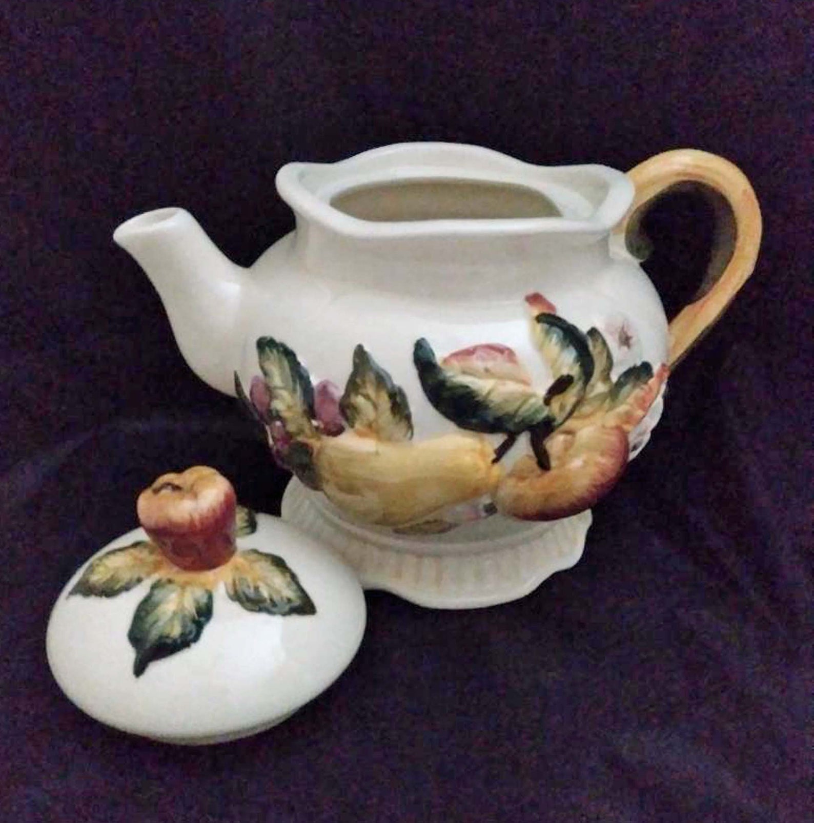 Vintage Ceramic Teapot BICO Fruit and Leaves Hold 48 Fluid - Etsy