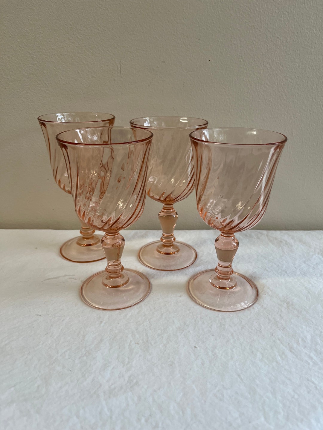 Vintage 4 Luminarc Pink French Arcoroc Wine Glasses Vintage Rosaline ...