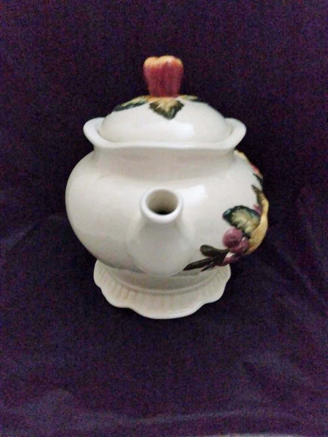 Vintage Ceramic Teapot BICO Fruit and Leaves Hold 48 Fluid - Etsy