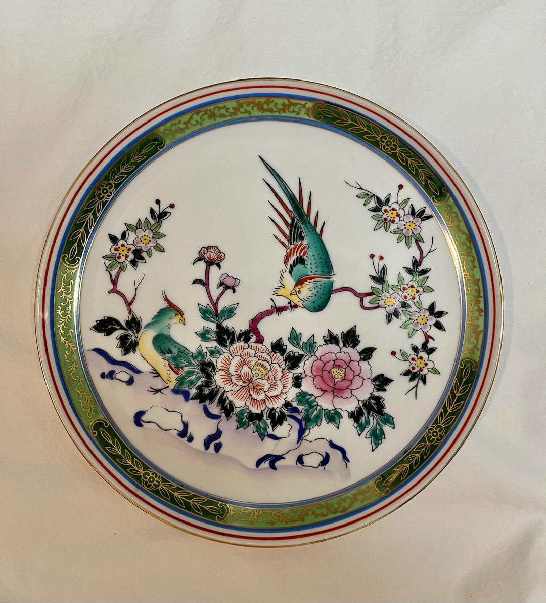 Vintage Japanese Porcelain Bird Plate: Hand-painted Chinoiserie, 10 ...