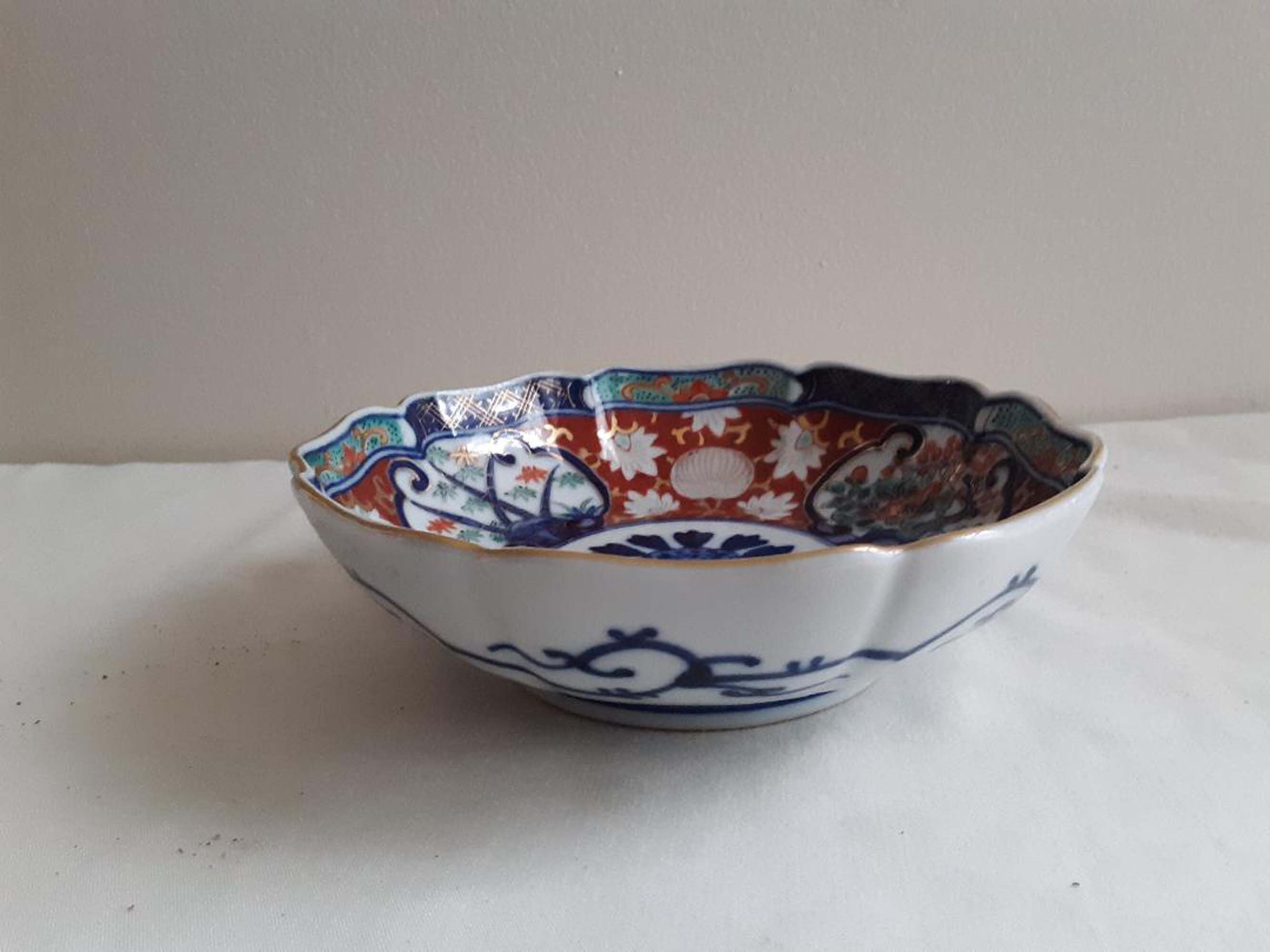 Vintage Asian Porcelain Bowl Red Blue White Hallmarked 6 - Etsy
