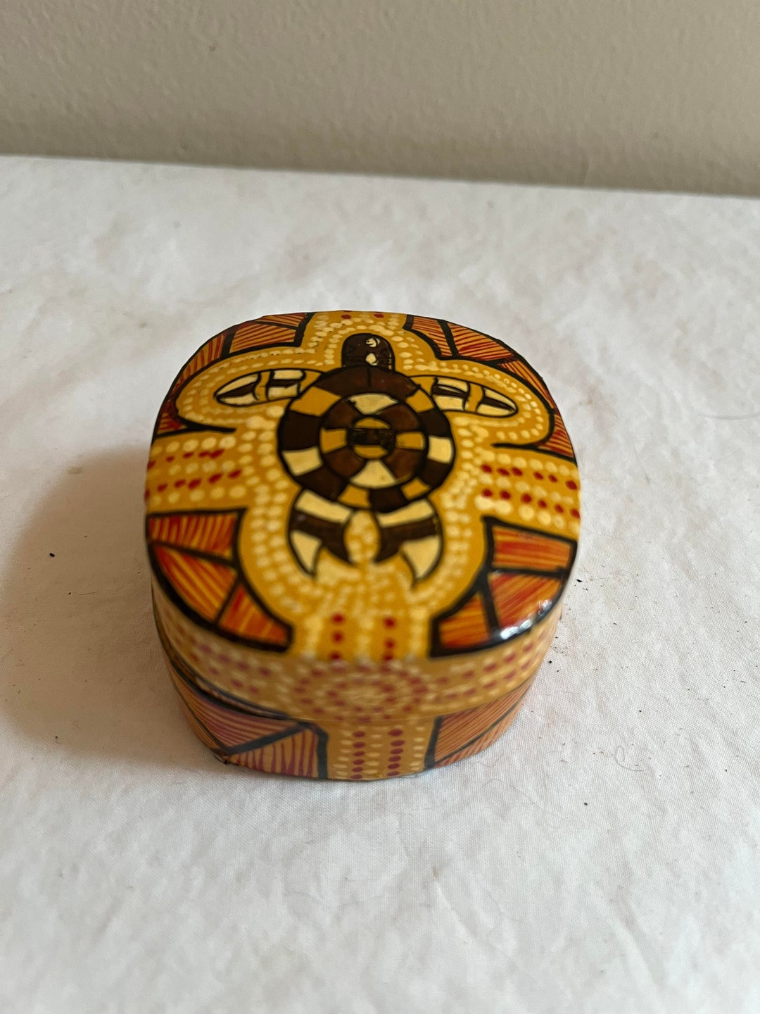 Vintage Handcrafted Sea Turtle Lacquerware Small Pill Trinket Box - Etsy