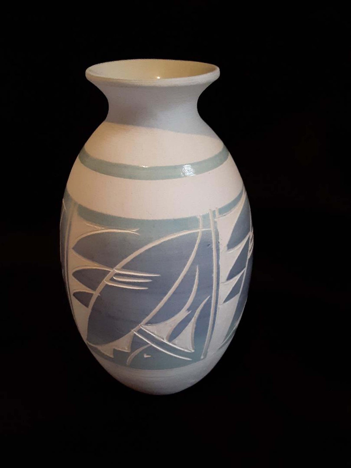 Vintage Mexican Hand Crafted White and Gray Incised Pottery | Etsy