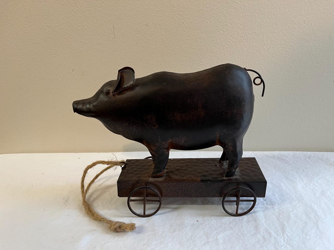 Little Tin Pig Figure on Platform With Wheels that Do Not Move - Etsy