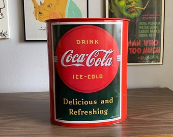 VINTAGE COCA COLA Metal Trash Can Antqiue Collectible Memorabilia Coca ...