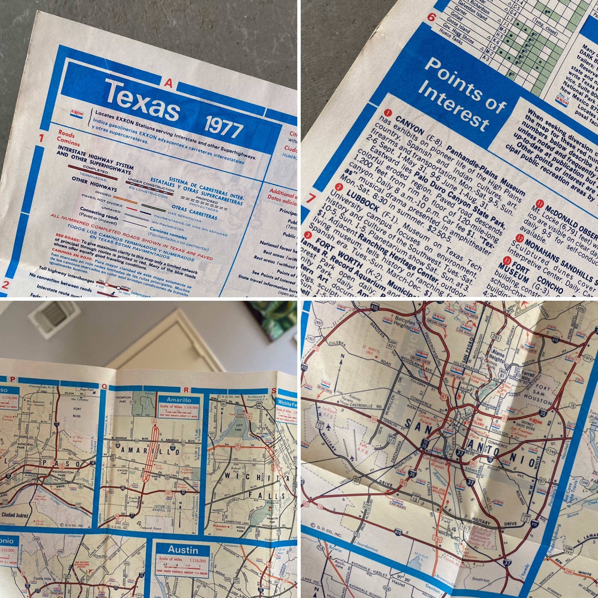 Vintage Exxon Map of Texas 1977 | Etsy