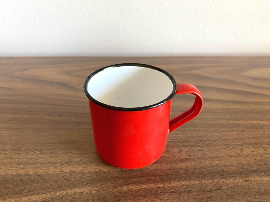 Red Enamelware Cup With Handle - Etsy