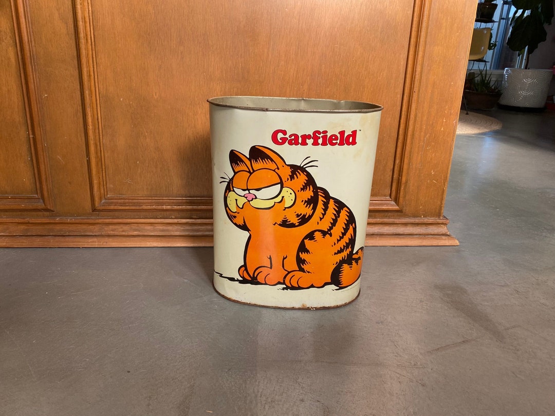 Vintage Garfield Tin Trash Can - Etsy