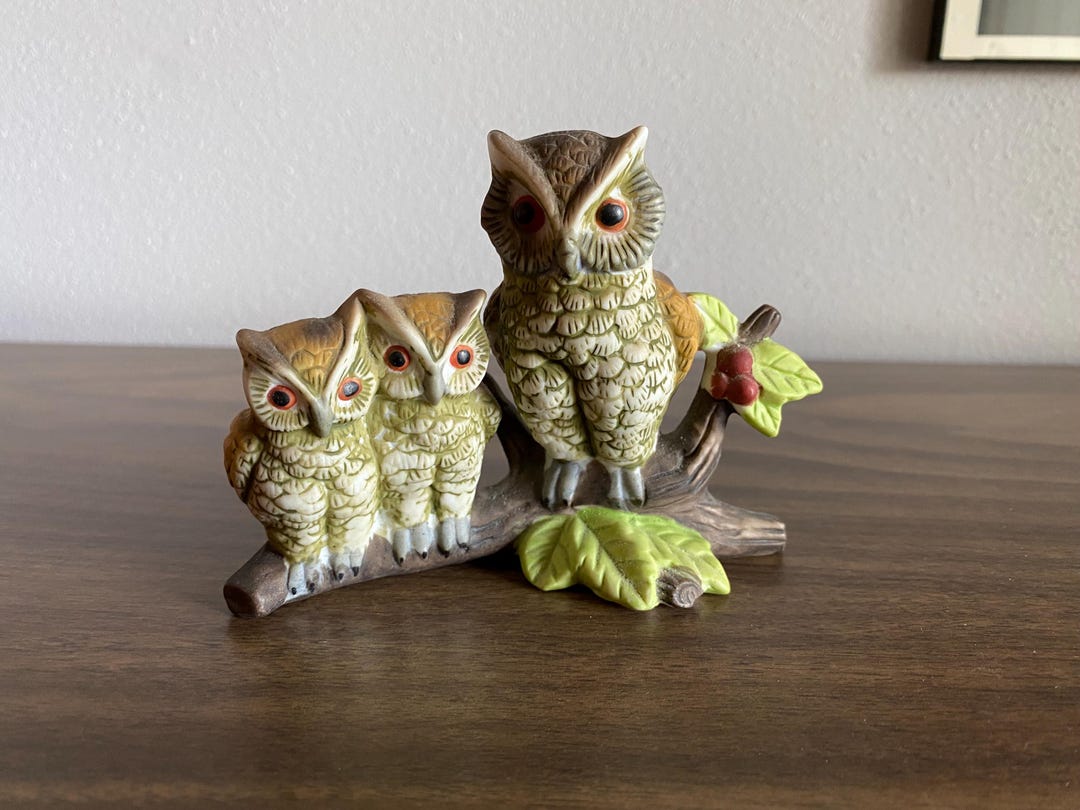 HOMCO Ceramic Owls | Hand Painted Collectible Mid Century Owl Family - Etsy