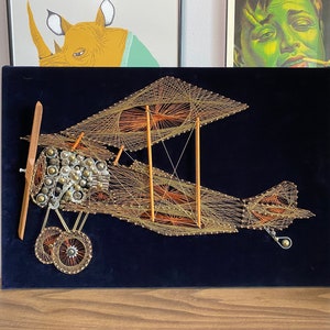 Framed String Art Airplane 3D Wall Art 70's Wall Decor Mid Century - Etsy