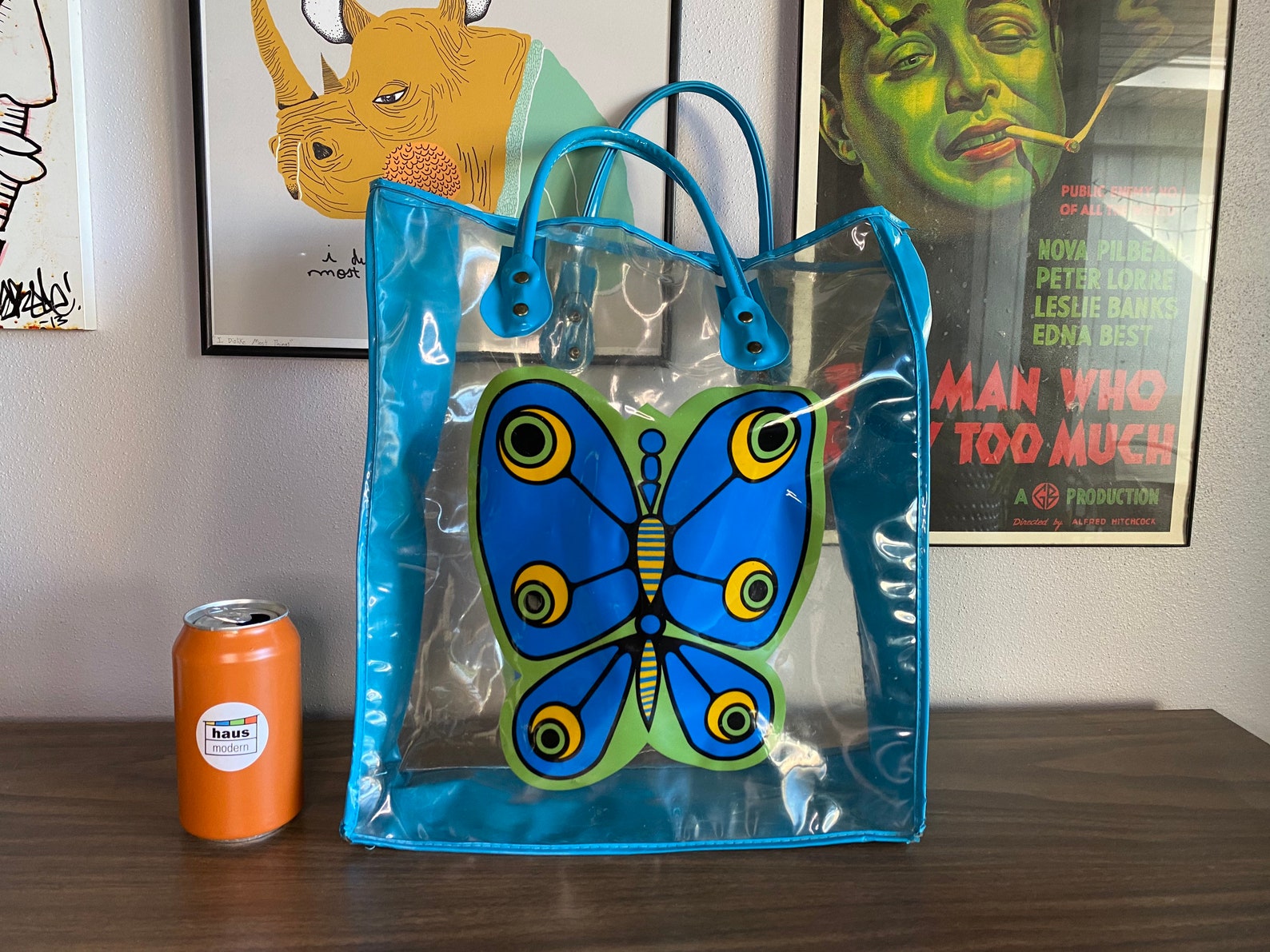Vintage Tote Bag 70s Butterfly Beach Bag Purse - Etsy