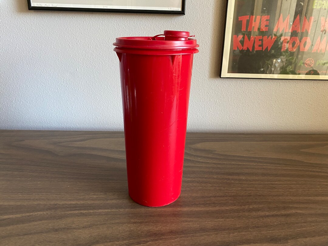 Red Tupperware Slim Pitcher With Lid and Pour Spout | Vintage 70's ...