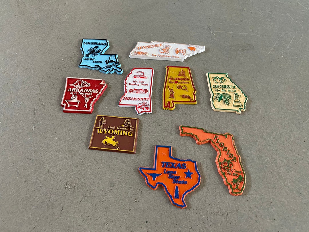 Vintage State Magnets | Travel Souvenir Shop - Etsy