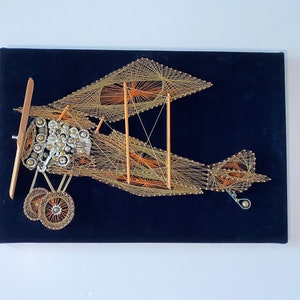 Framed String Art Airplane 3D Wall Art 70's Wall Decor Mid Century - Etsy