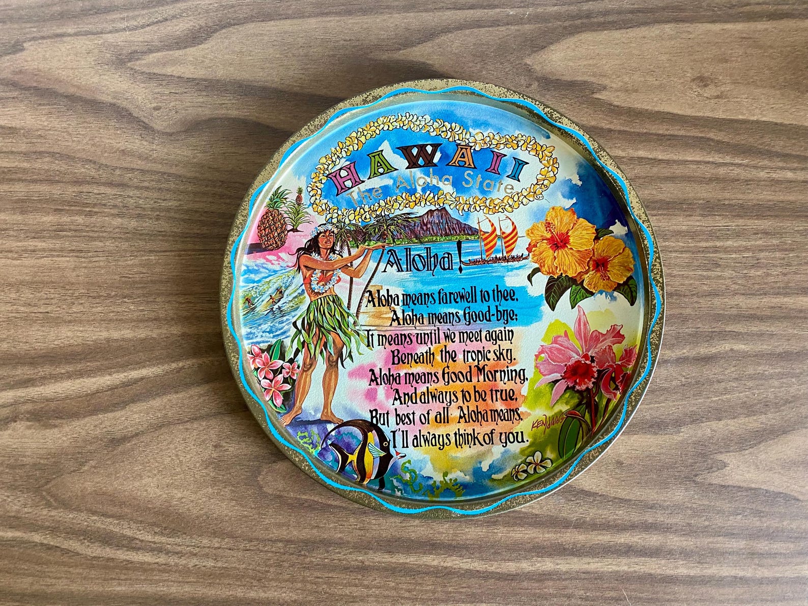 Hawaii Cocktail Tray | Ken Haag Poem Vintage Mid Century - Etsy