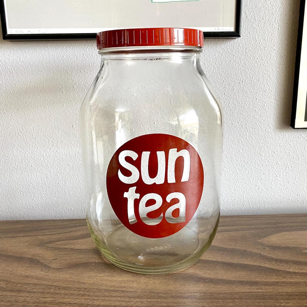 Sun Tea Jar 1 Gallon With Red Design | Vintage Canister - Etsy