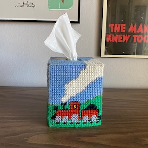 Embroidered Tissue Box Cover Train Kids Room Decor | Kneenex - Etsy