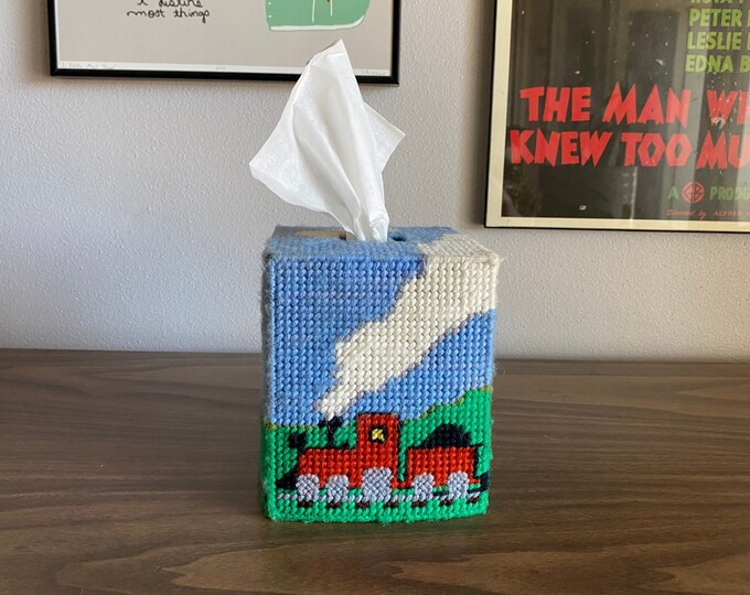 Embroidered Tissue Box Cover Train Kids Room Decor | Kneenex - Etsy