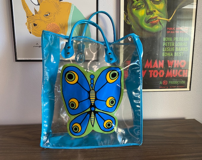 Vintage Tote Bag 70s Butterfly Beach Bag Purse - Etsy