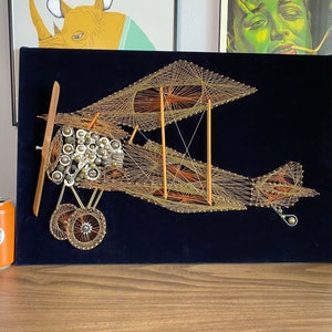 Framed String Art Airplane 3D Wall Art 70's Wall Decor Mid Century - Etsy