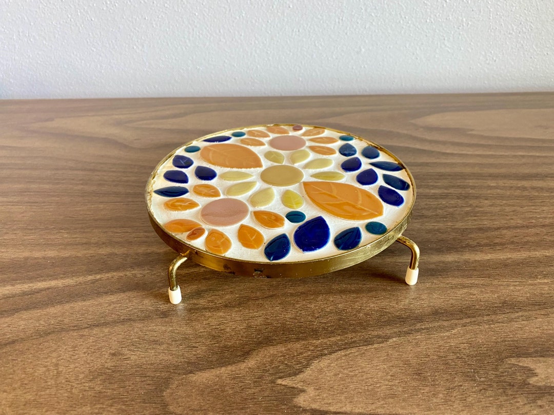 Tile Mosaic Trivet Brass Legs - Etsy