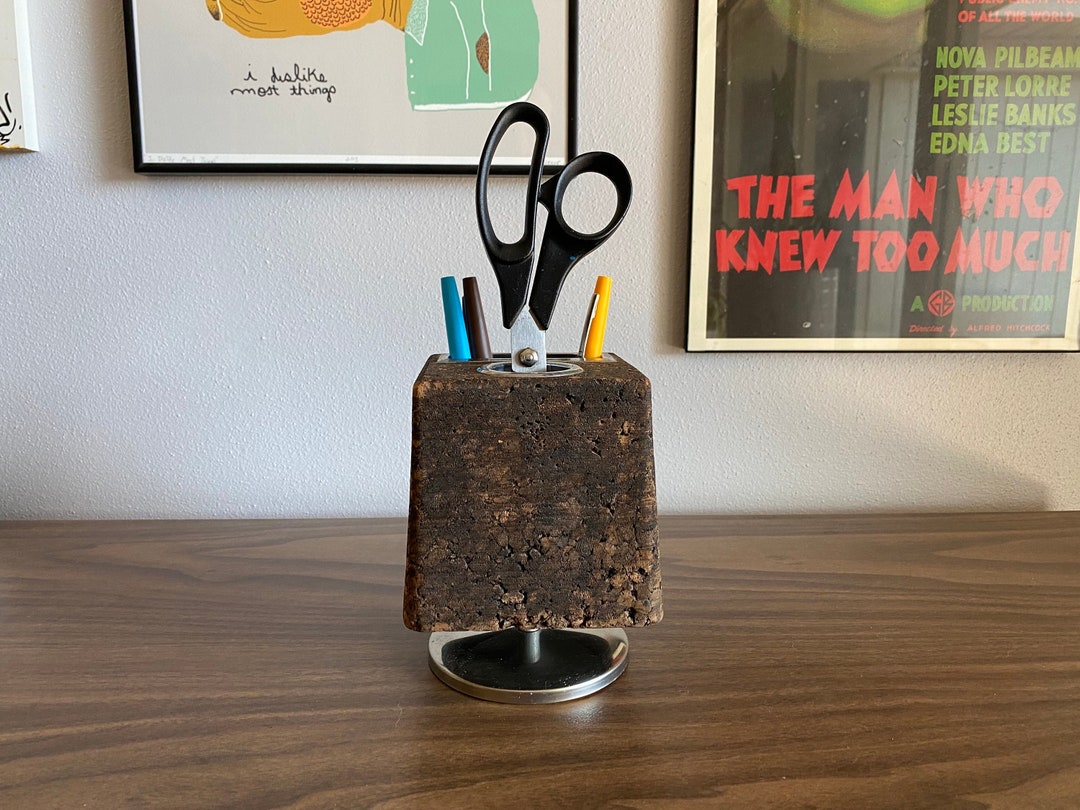 Cork Cube Desk Organizer 70's Pencil Holder Park Sherman - Etsy